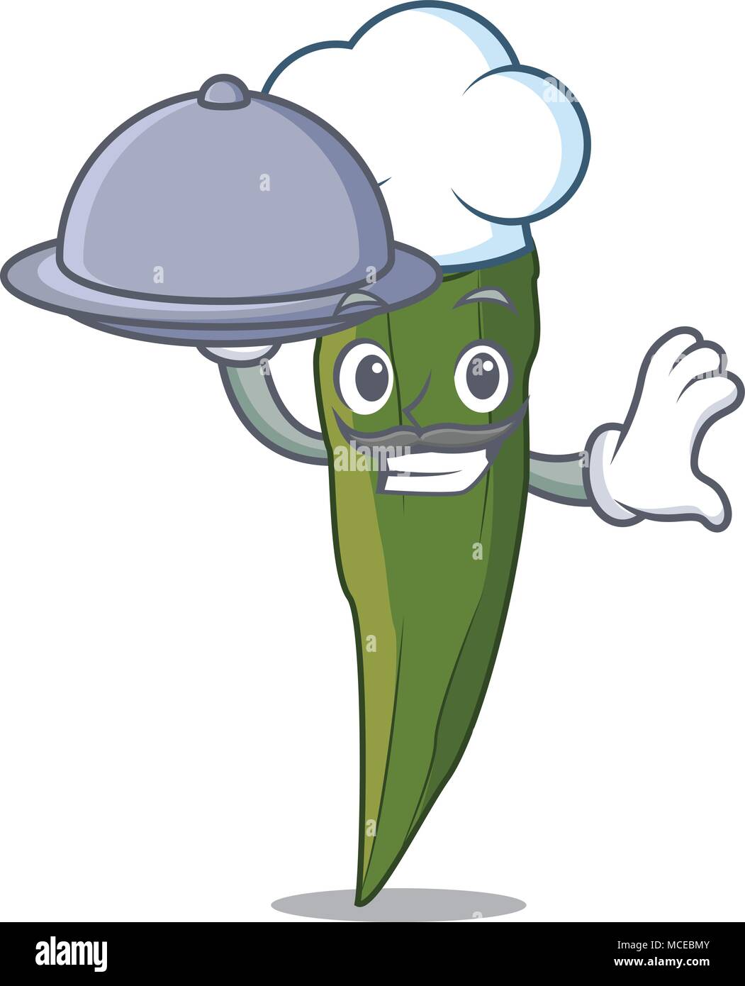 Chef with food okra mascot cartoon style vector illustration Stock ...