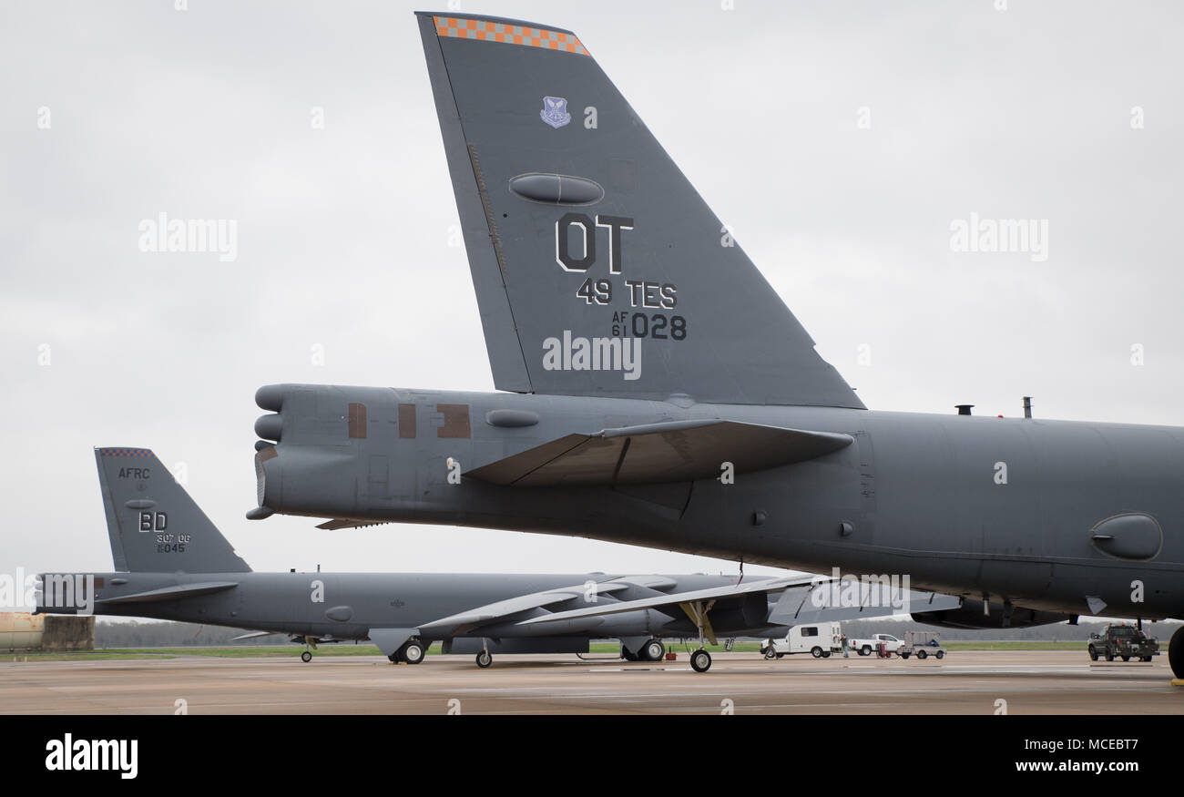 A B-52 Stratofortress, designated for Operational Test by an "OT" tail ...