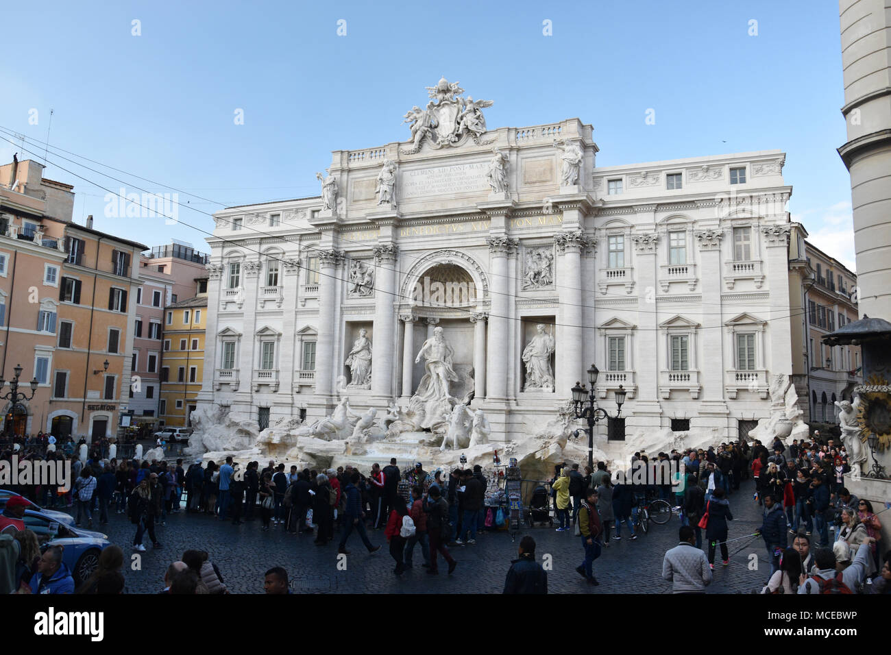 Tritons guide Oceanus' shell chariot taming hippocamps in Trevi ...