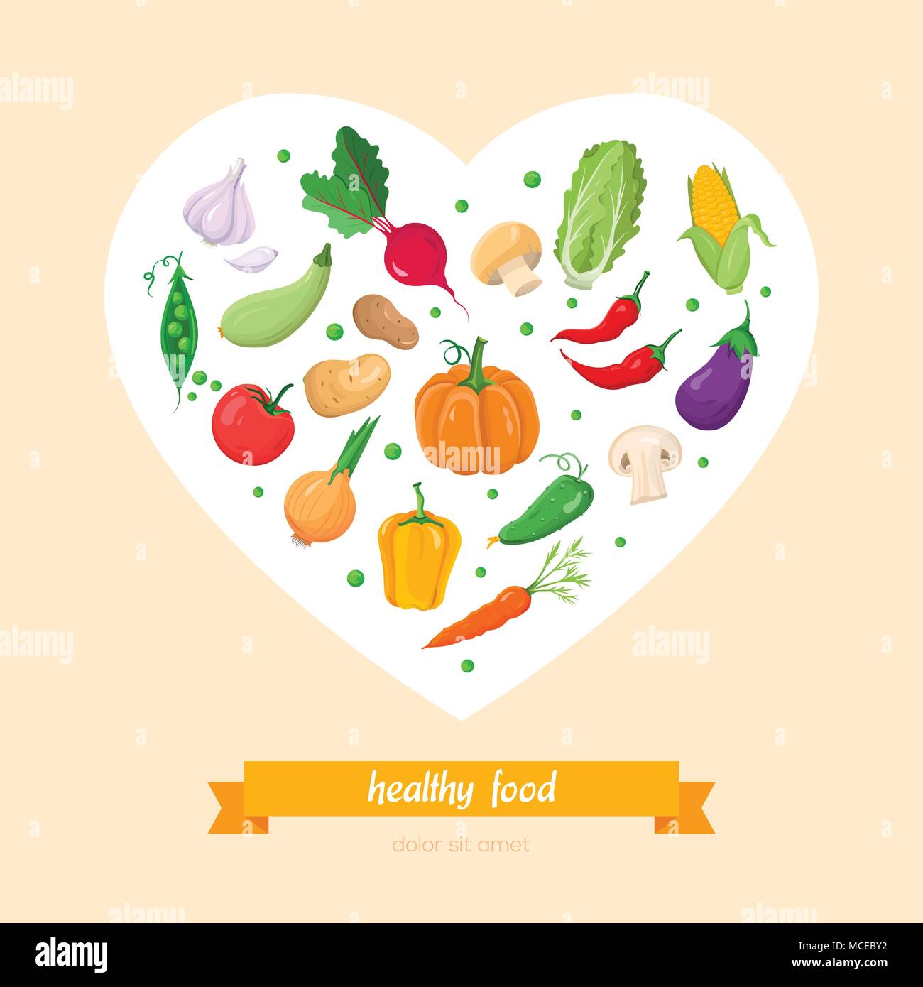 Healthy food, vegetables - modern colorful vector illustration Stock ...