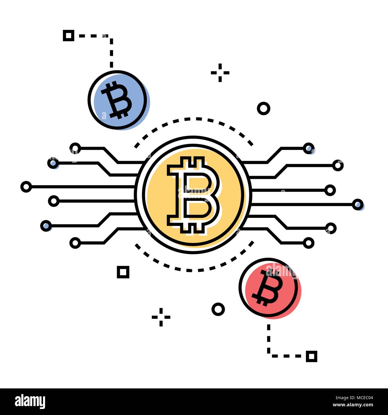 Bitcoin - colorful line design style conceptual illustration Stock ...