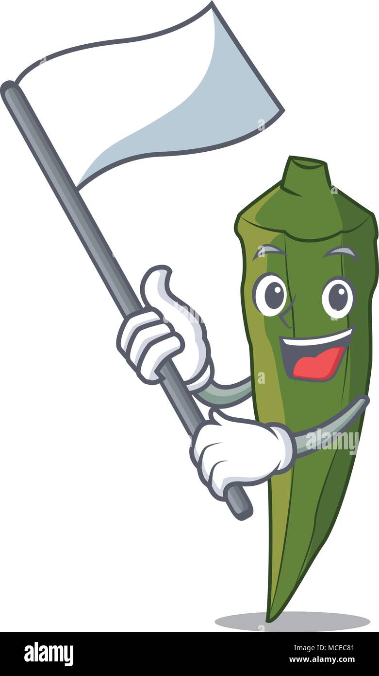 With flag okra mascot cartoon style vector illustration Stock Vector ...