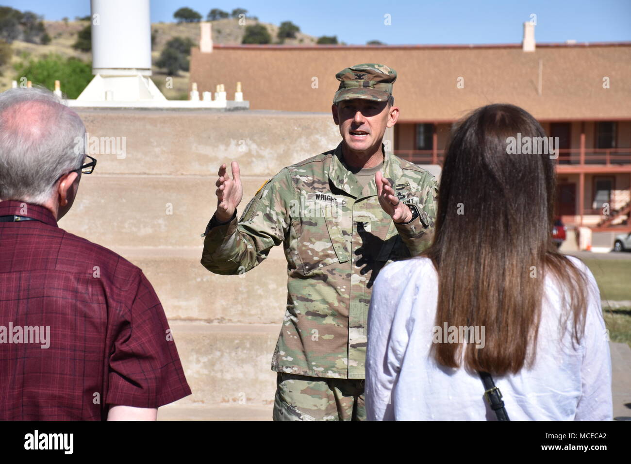 Col. Whit Wright, garrison commander, Fort Huachuca, briefs 15 ...