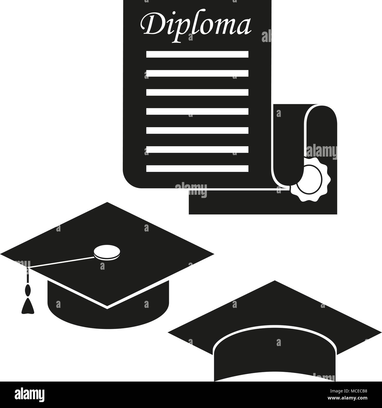Graduation hat collection Stock Vector Images - Alamy