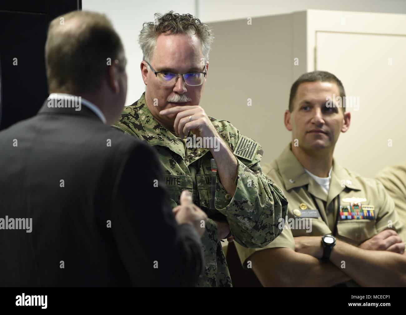 180412-N-XX139-0009 PENSACOLA, Fla. (April 12, 2018) George Trice (left ...
