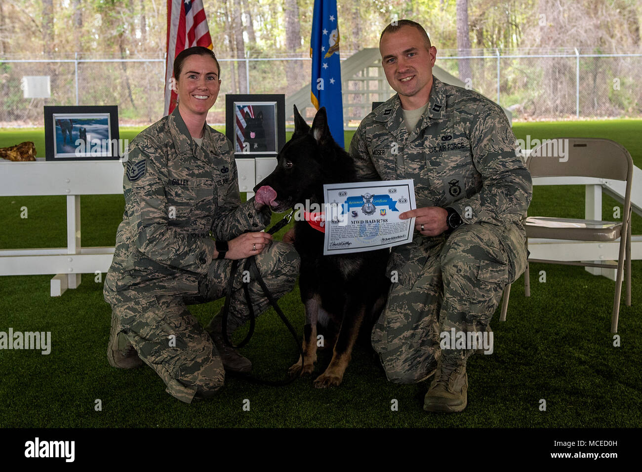 Tech. Sgt. Nicole Gilley (left), 4th Security Forces Squadron kennel ...