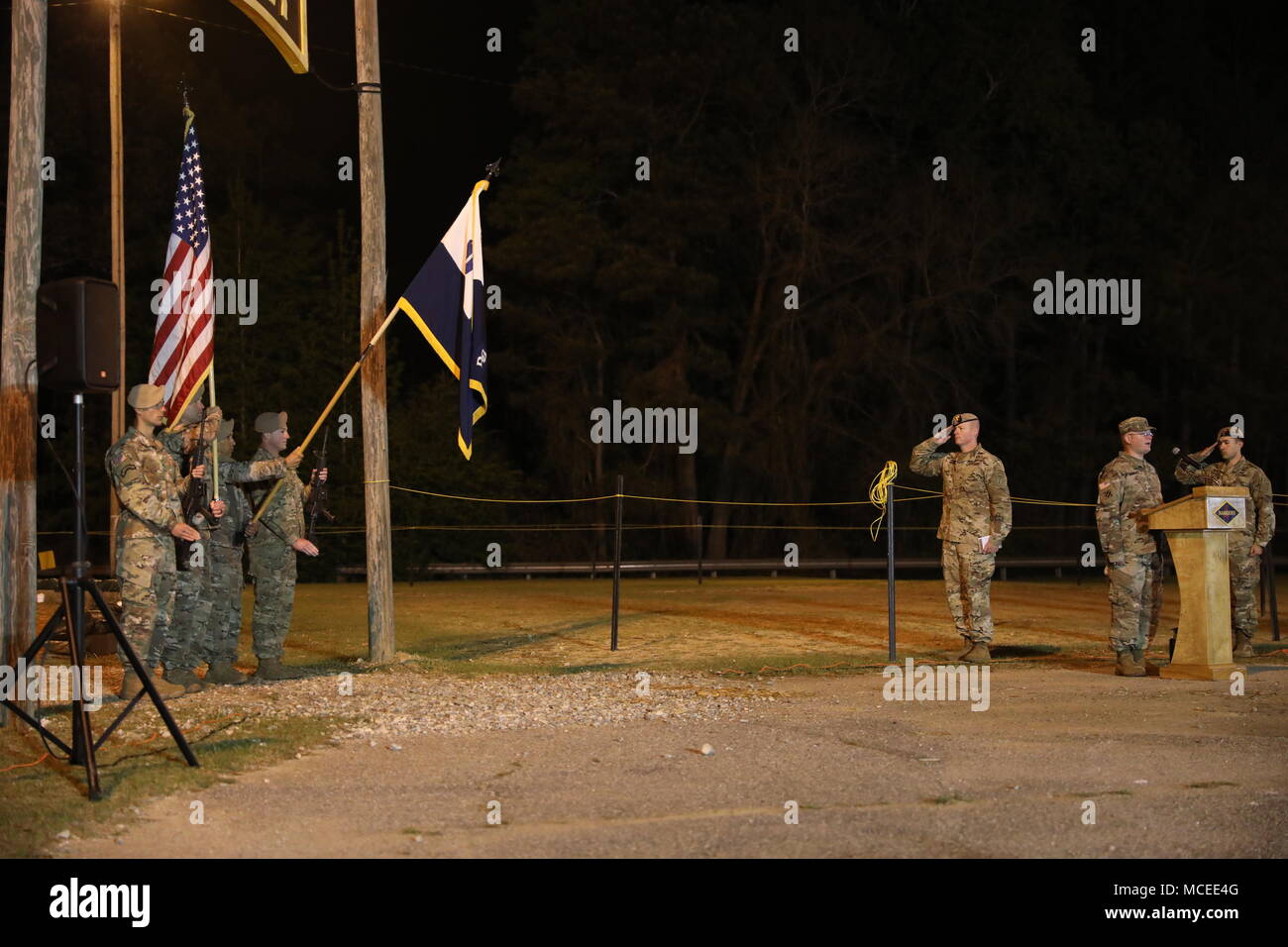 U.S. Army Rangers salute the colors during the opening ceremony of the ...