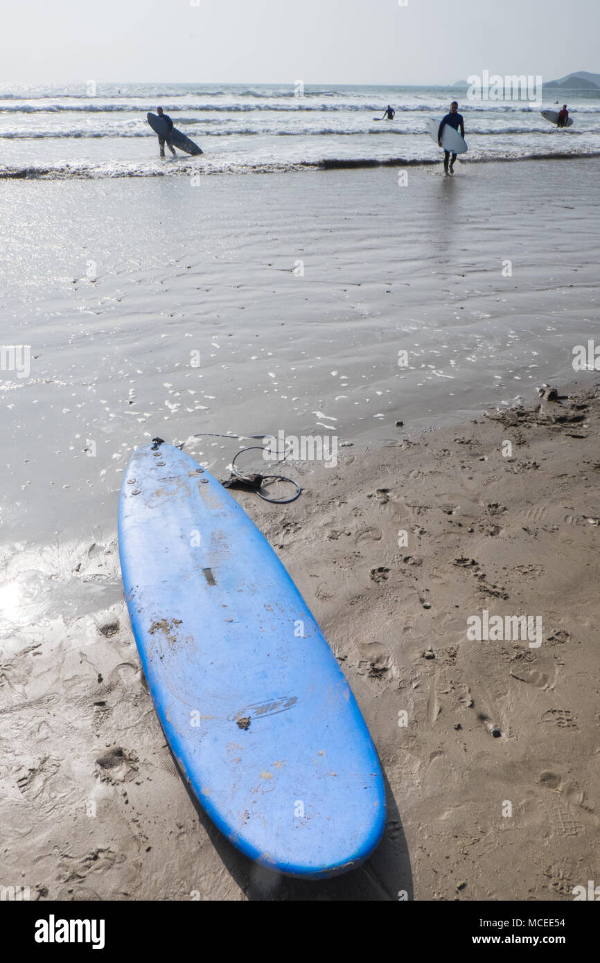 Surf school, learning,surfing,on,surfboards,water,sports,at,Newgale ...