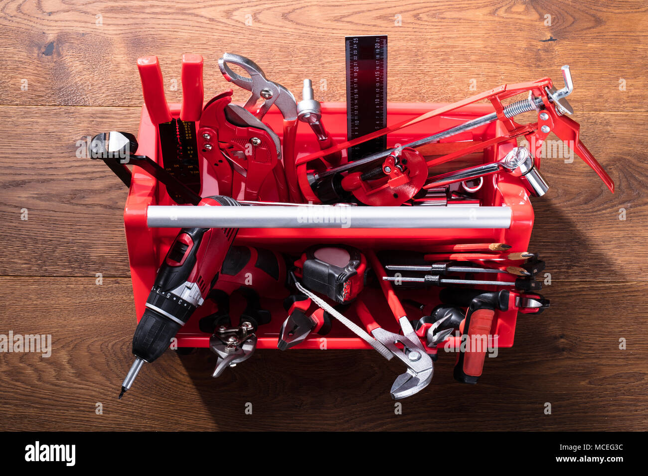 Different construction tools on wooden hi-res stock photography and ...