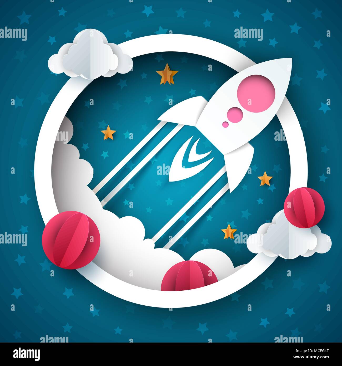 Retro rocket illustration hi-res stock photography and images - Alamy