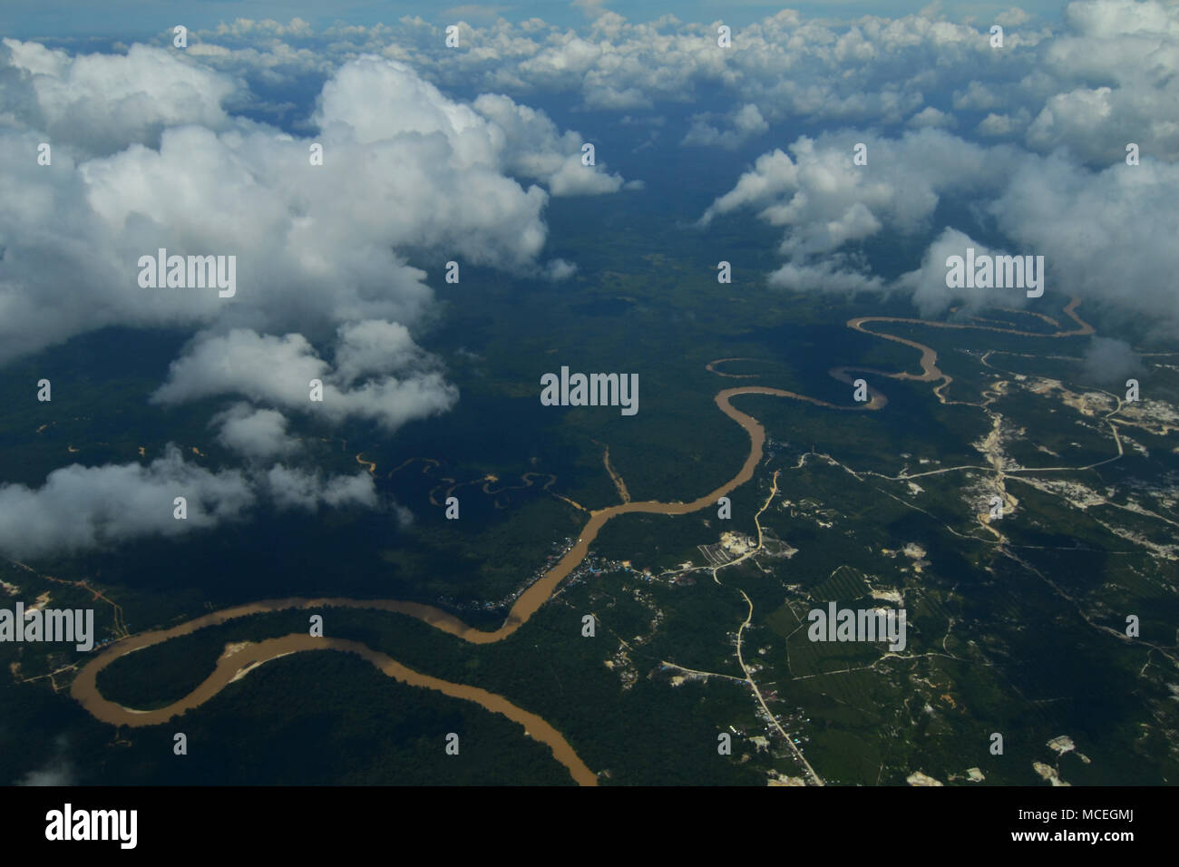The view of the Barito river in Borneo from above Stock Photo - Alamy
