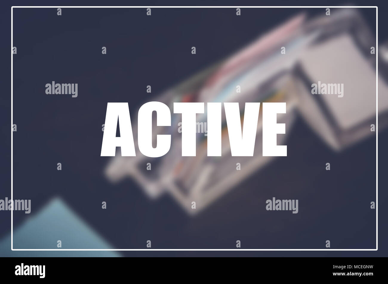 Active word with business blurring background Stock Photo - Alamy