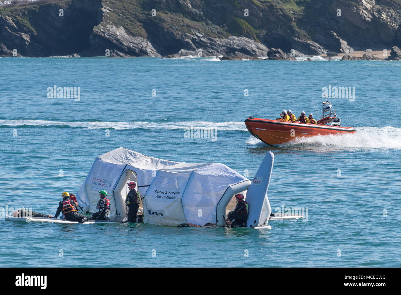The Newquay RNLI B Class Atlantic 85 inshore craft participating in a ...