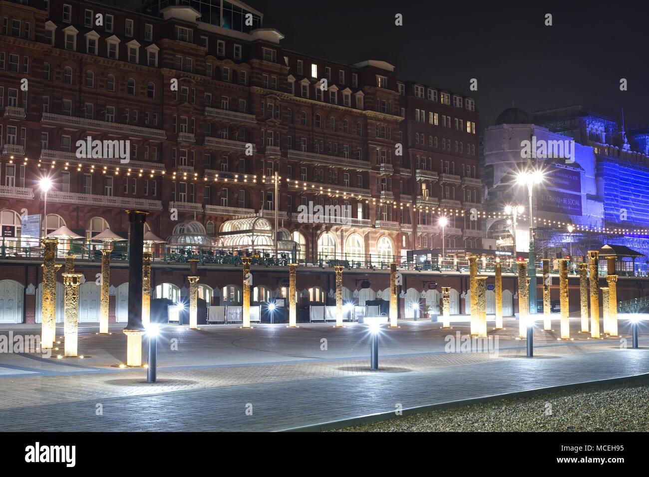Brighton's seafront with west pier ruins Stock Photo - Alamy
