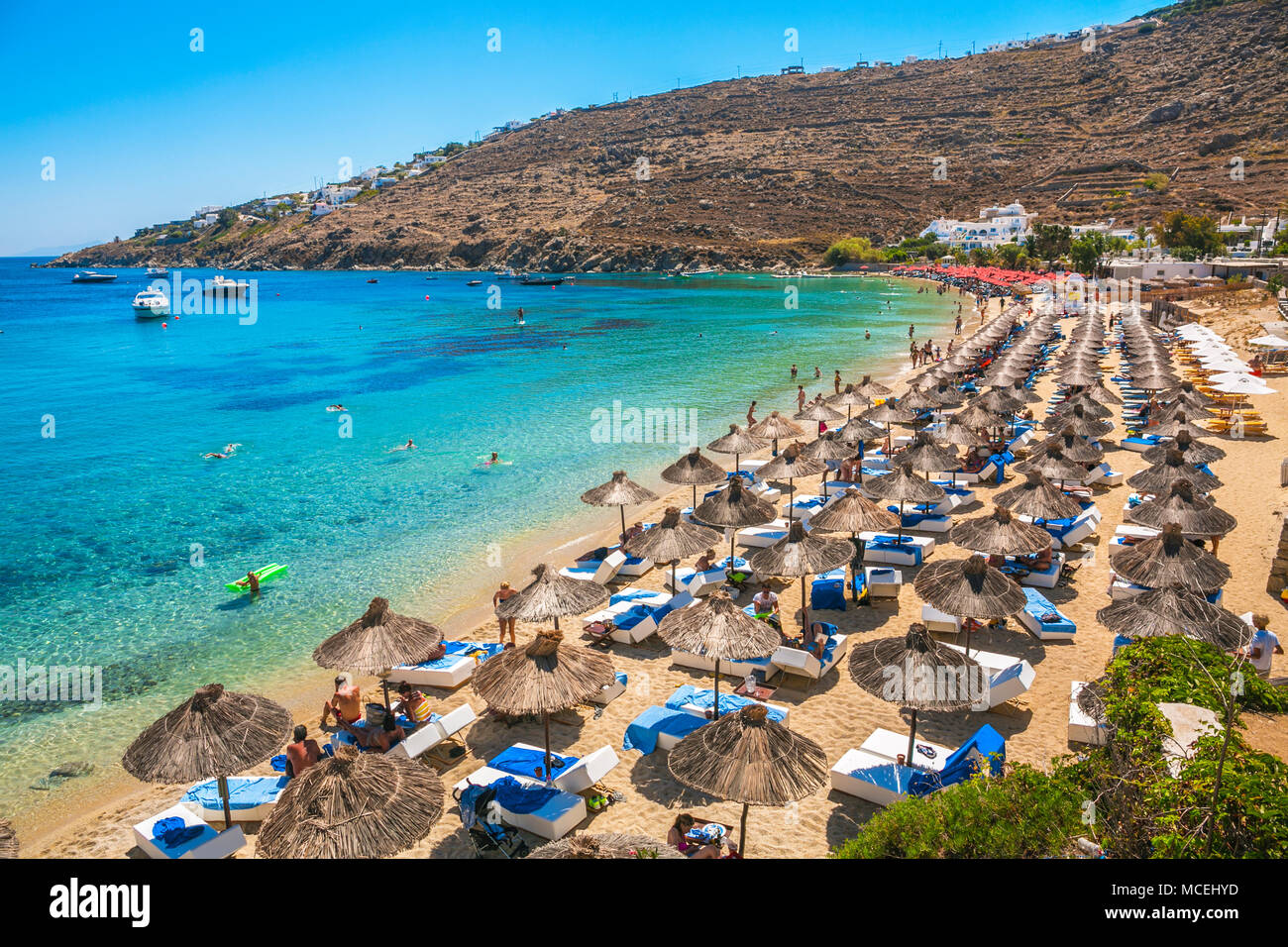 Psarou beach mykonos cyclades greece hi-res stock photography and ...