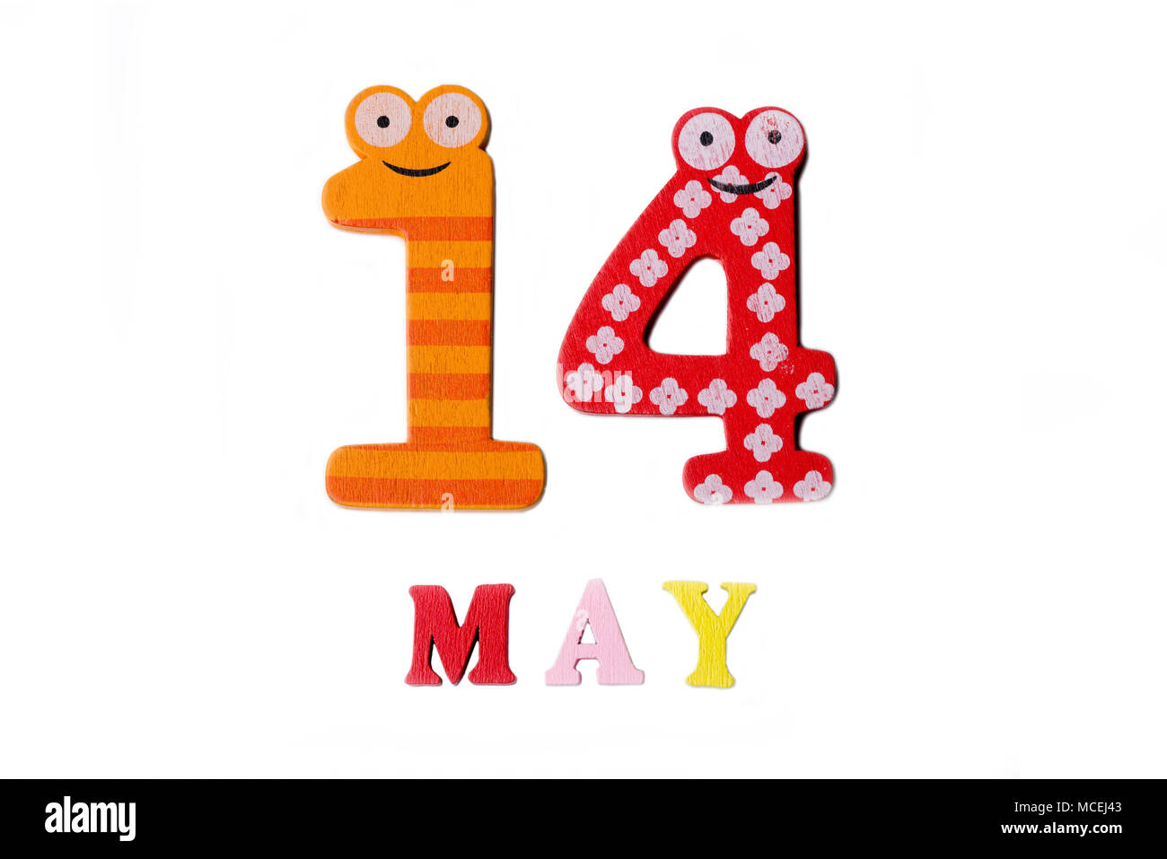 Number fourteen and word may on white background. Calendar Stock Photo ...