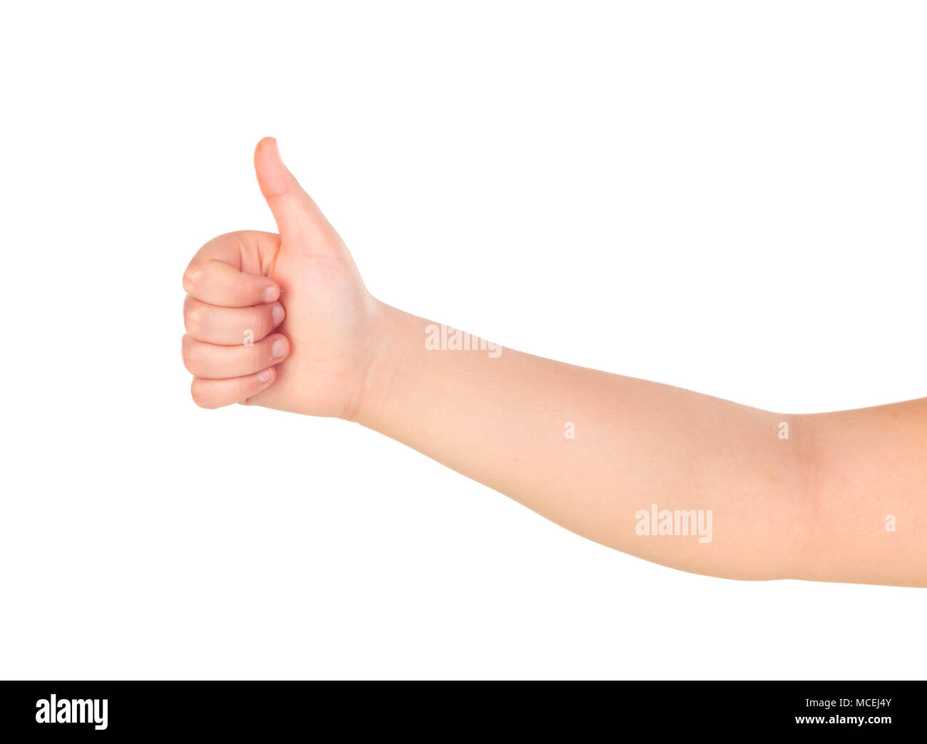 Child hand saying Ok isolated on a white background Stock Photo - Alamy