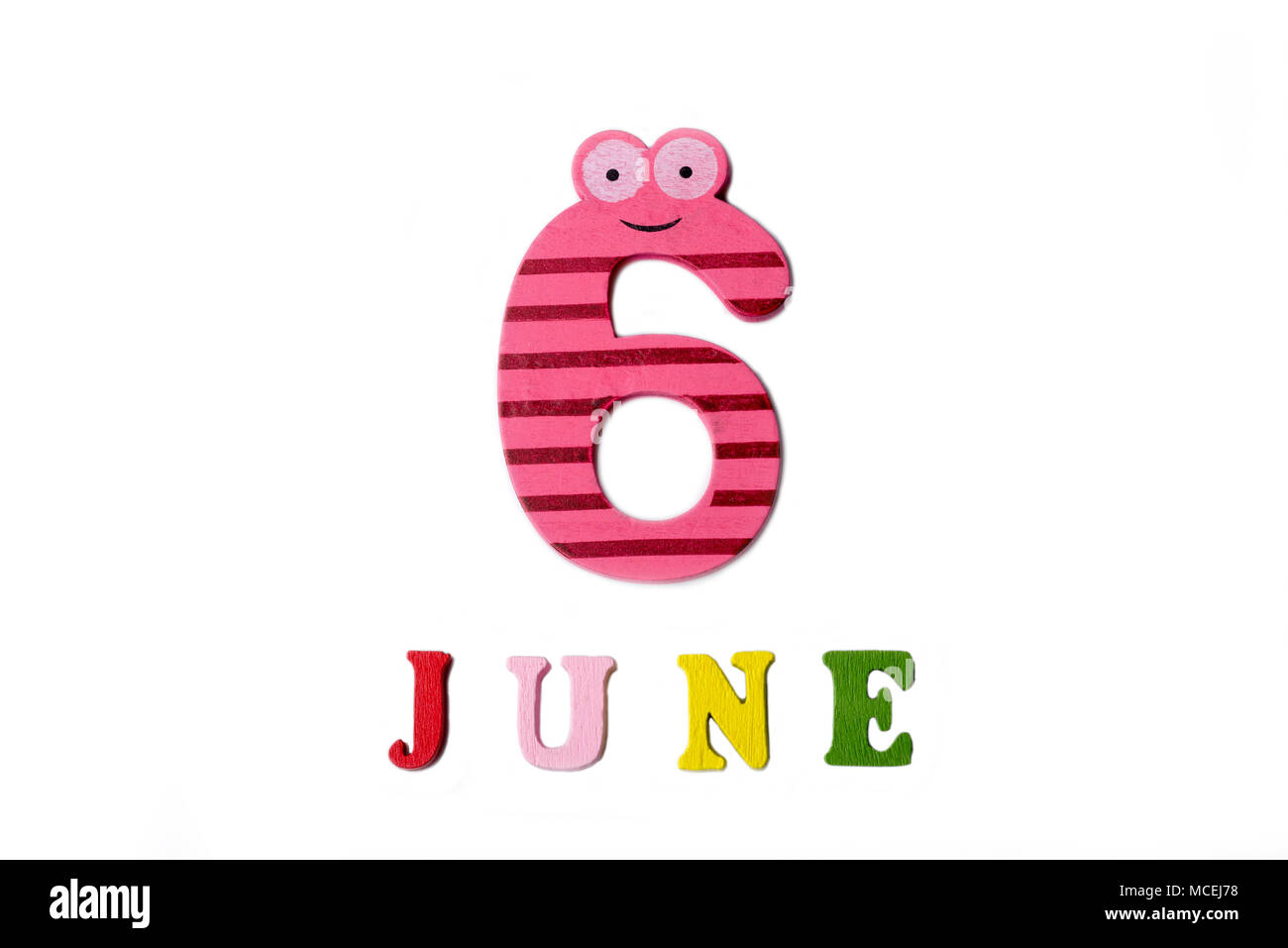 The number six and the word June on a white background. Calendar Stock ...