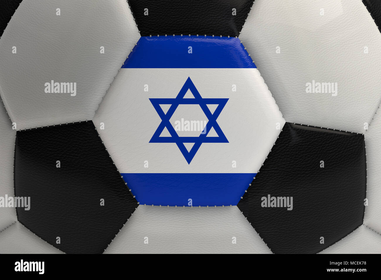 Close up of a soccer ball with Israel flag. 3D Rendering Stock Photo ...