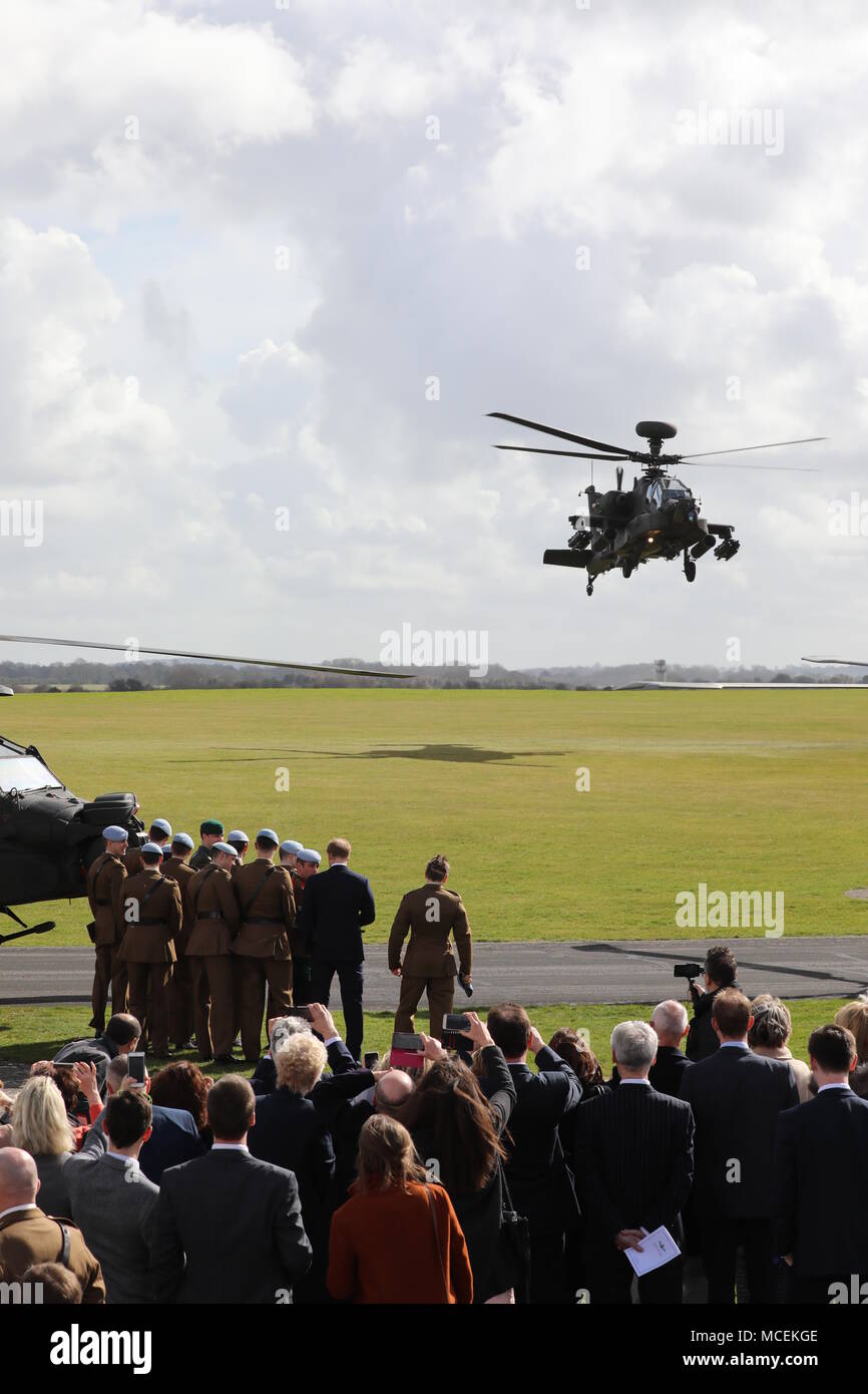 Prince Harry watching an air display at the Army Aviation Centre where ...