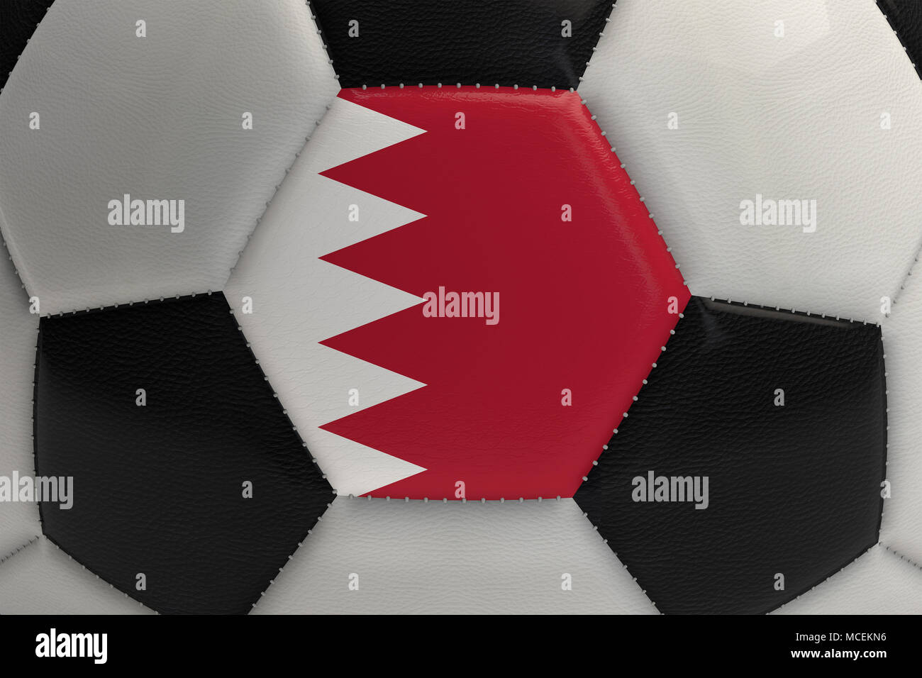 Close up of a soccer ball with Bahrain flag. 3D Rendering Stock Photo ...