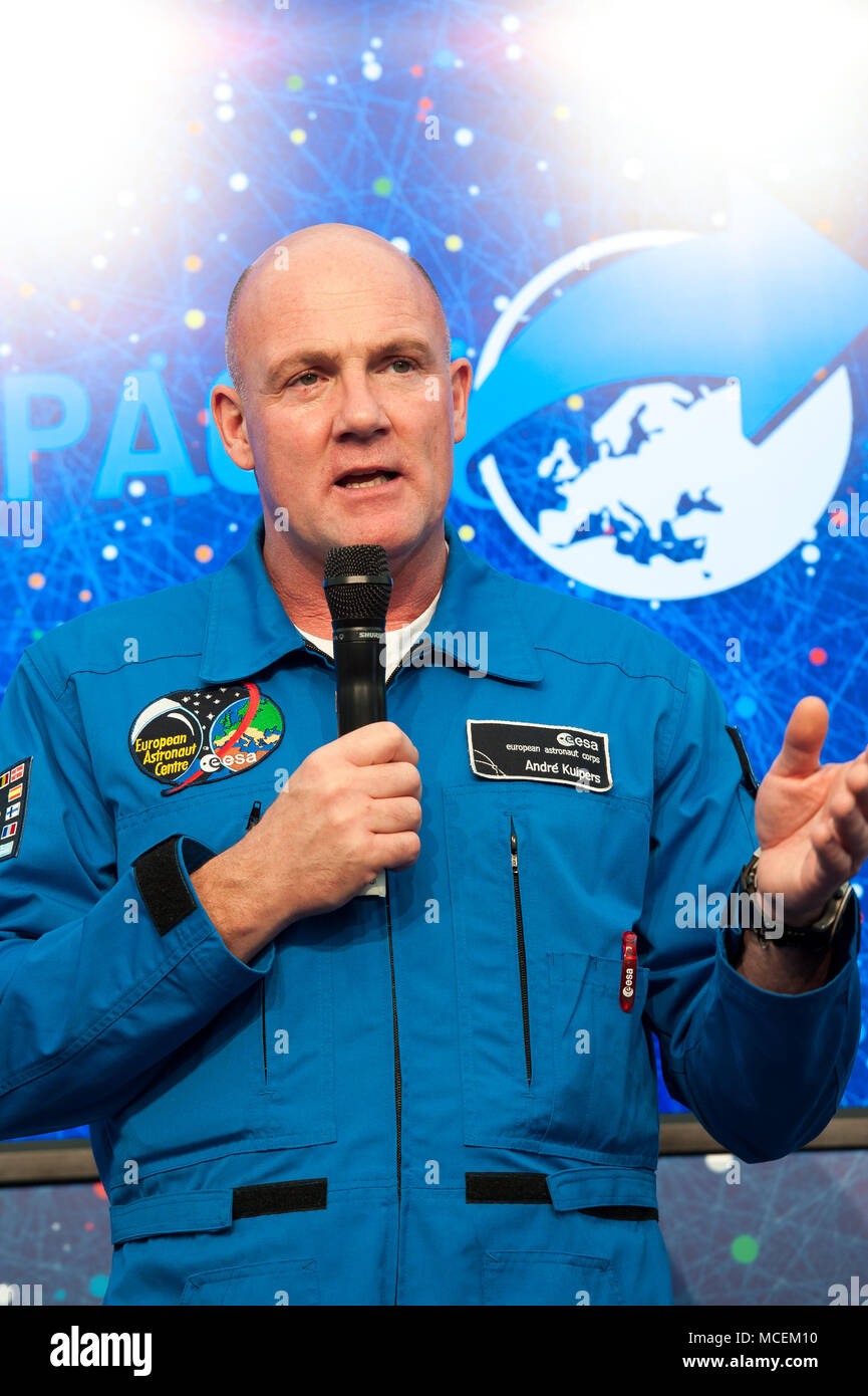 Dutch ESA Astronaut André Kuipers talking at an Event in Cologne Stock ...