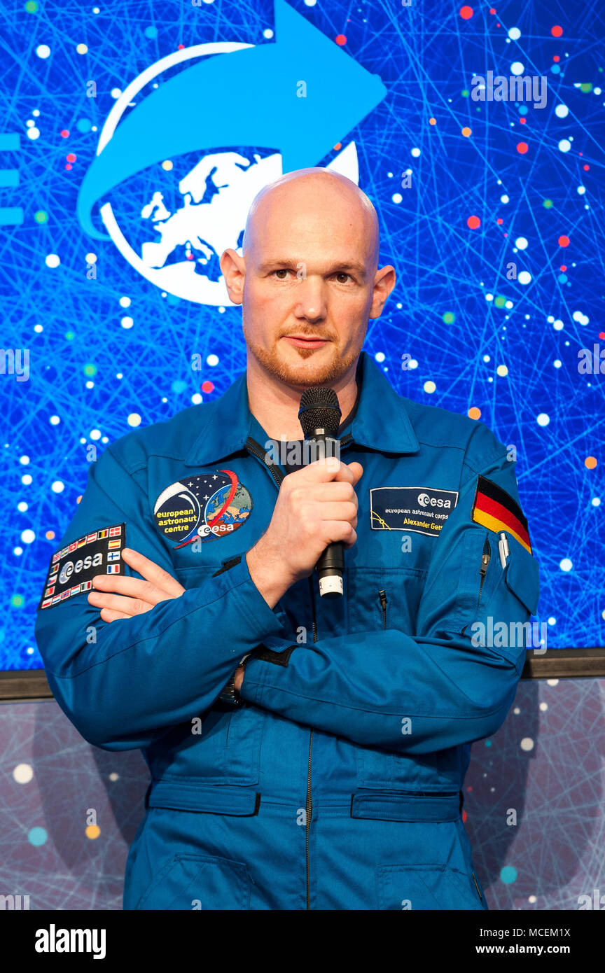 German ESA Astronaut Alexander Gerst talking at an Event in Cologne ...