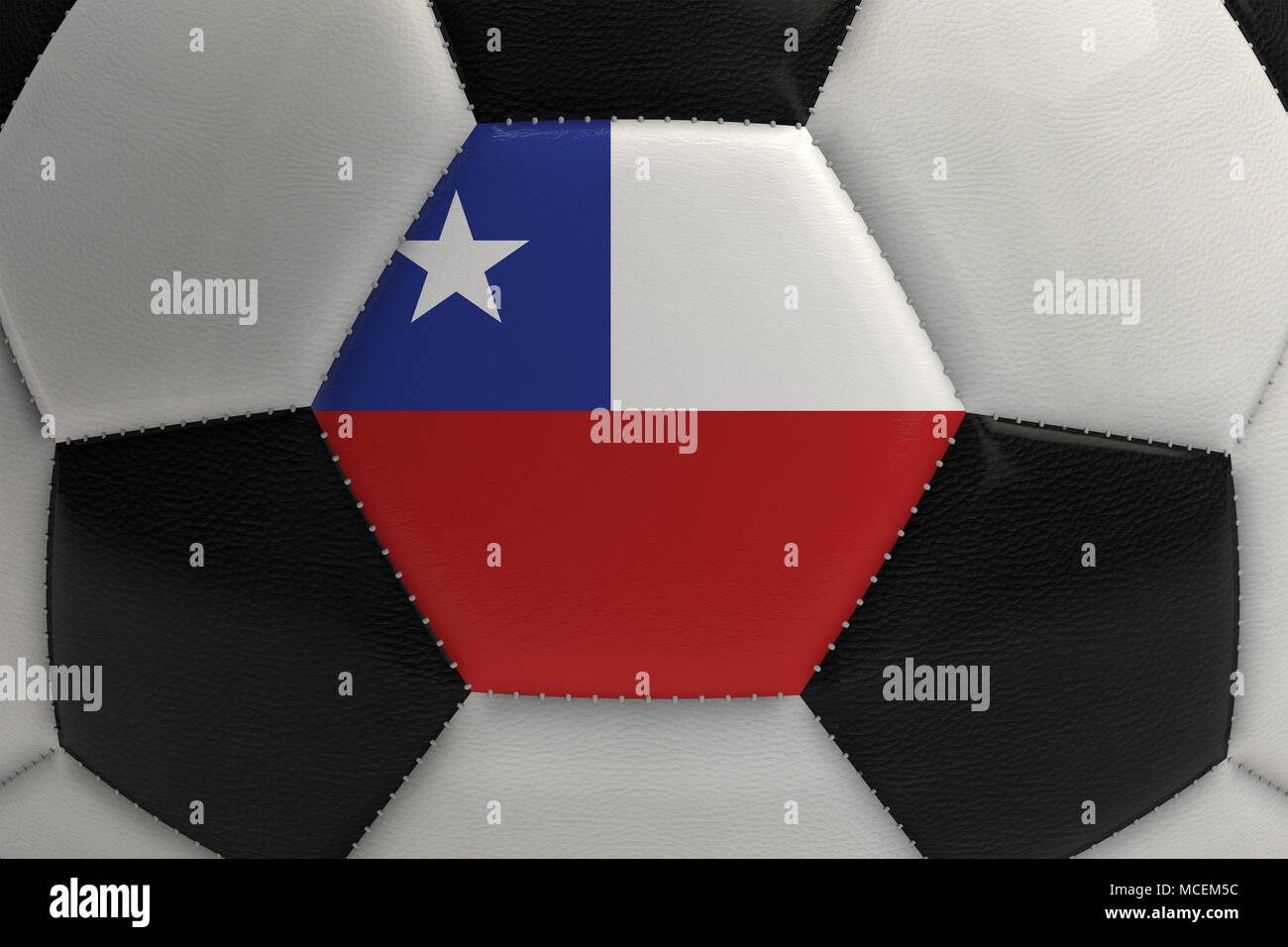 Close up of a soccer ball with Chile flag. 3D Rendering Stock Photo - Alamy