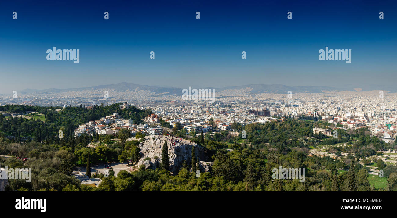 High angle view of Athens city from a distance, Greece Stock Photo - Alamy