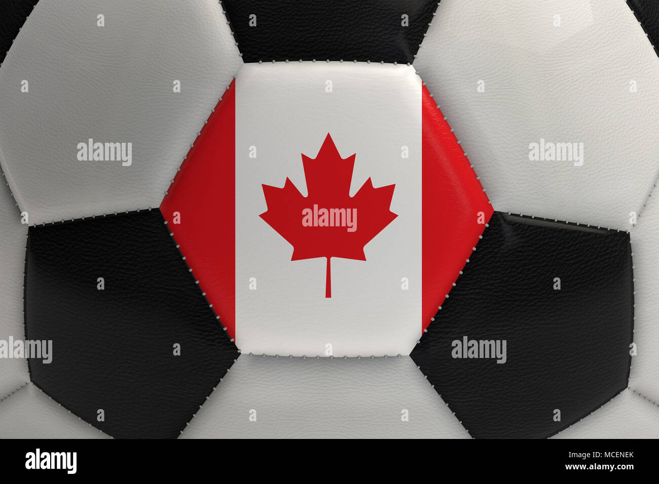 Close up of a soccer ball with Canada flag. 3D Rendering Stock Photo ...