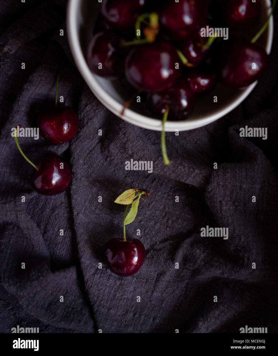 Cherries dark background hi-res stock photography and images - Alamy