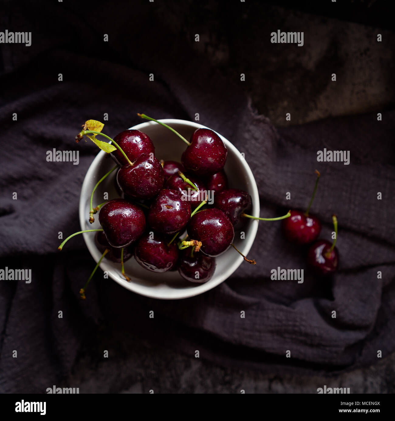 Cherries dark background hi-res stock photography and images - Alamy