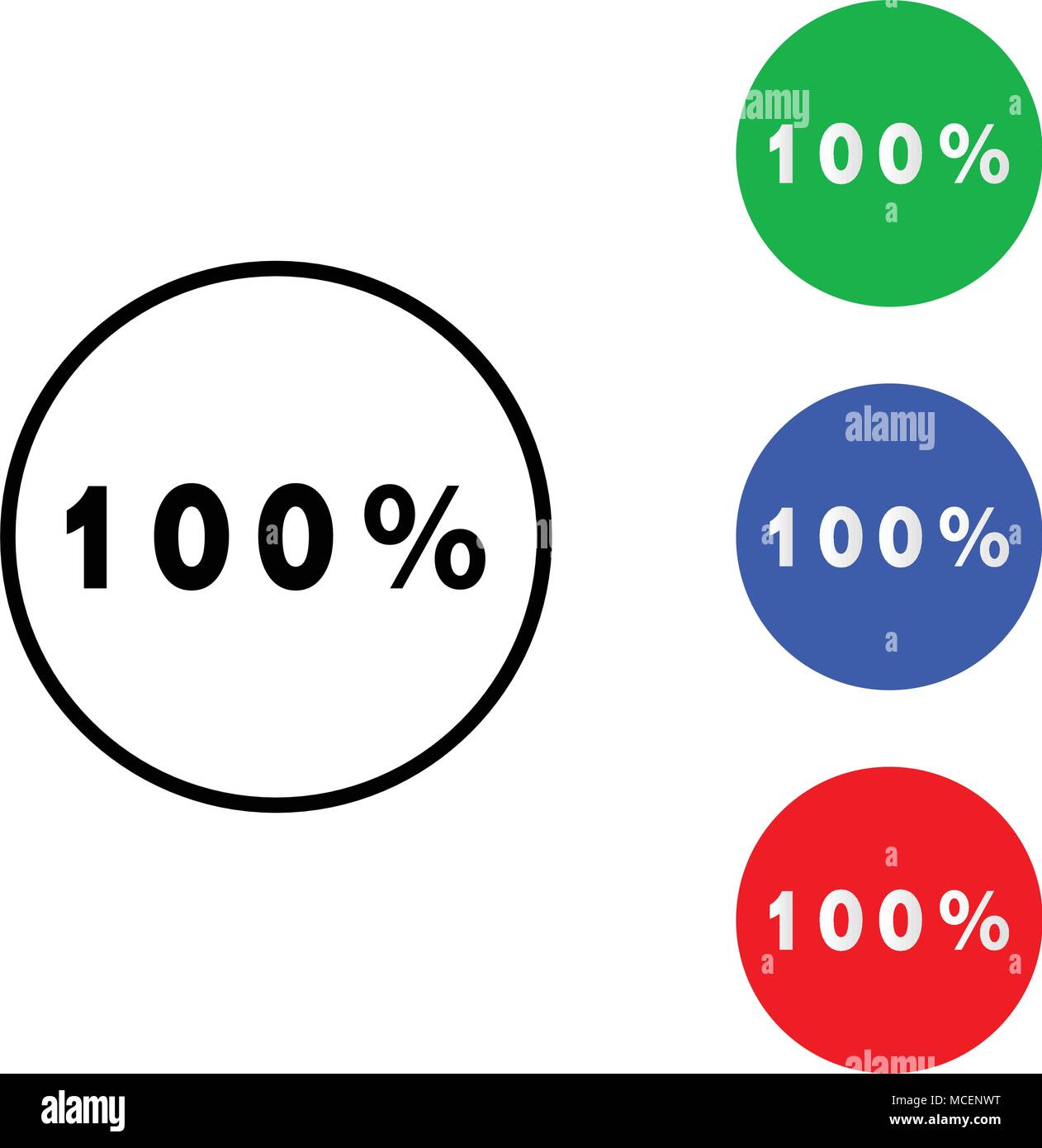 One hundred percent icon. vector illustration. flat and outline style ...