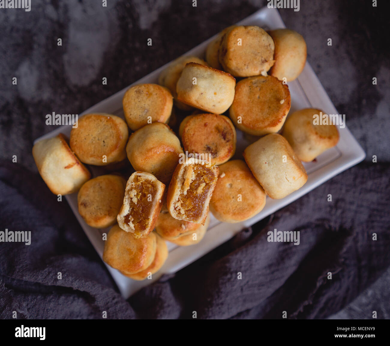 Pineapple Tart, Cookies Filled with Pineapple Jam Stock Photo - Alamy