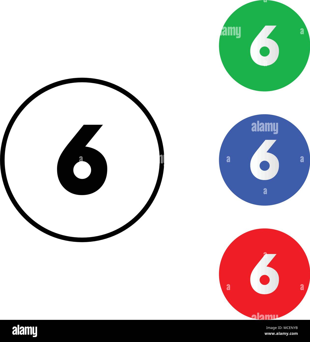 Number 6 icon vector. vector illustration. flat and outline style Stock ...