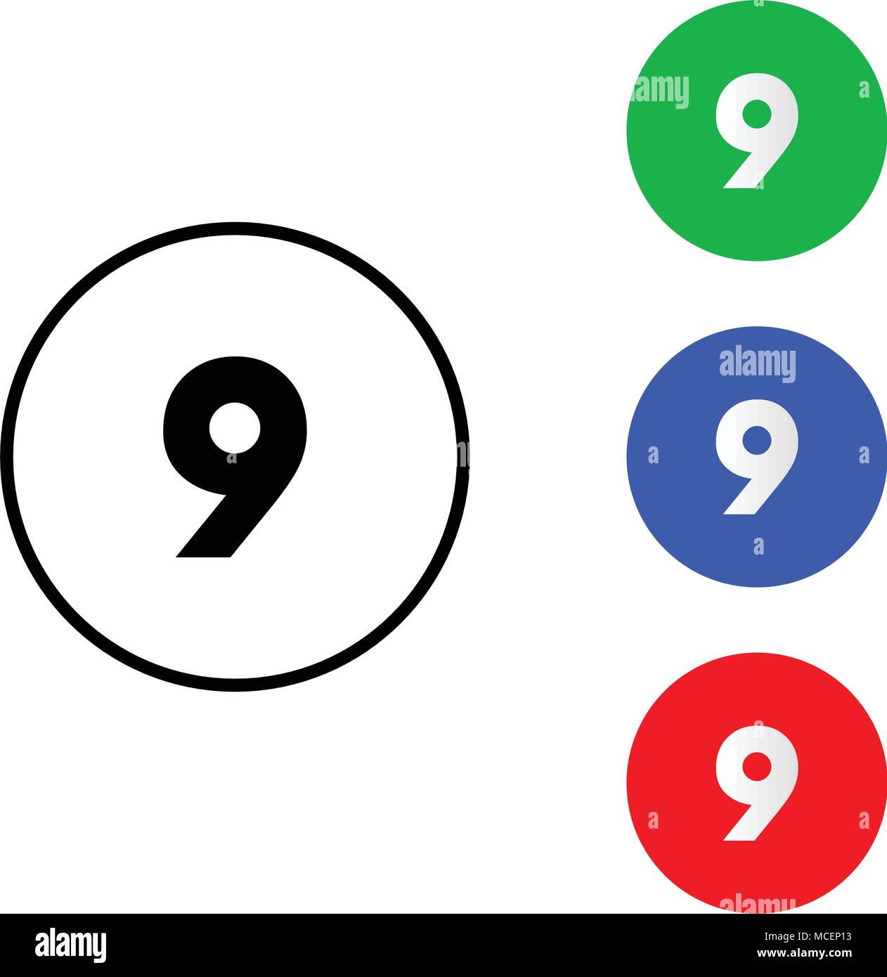 Number 9 icon vector. vector illustration. flat and outline style Stock ...
