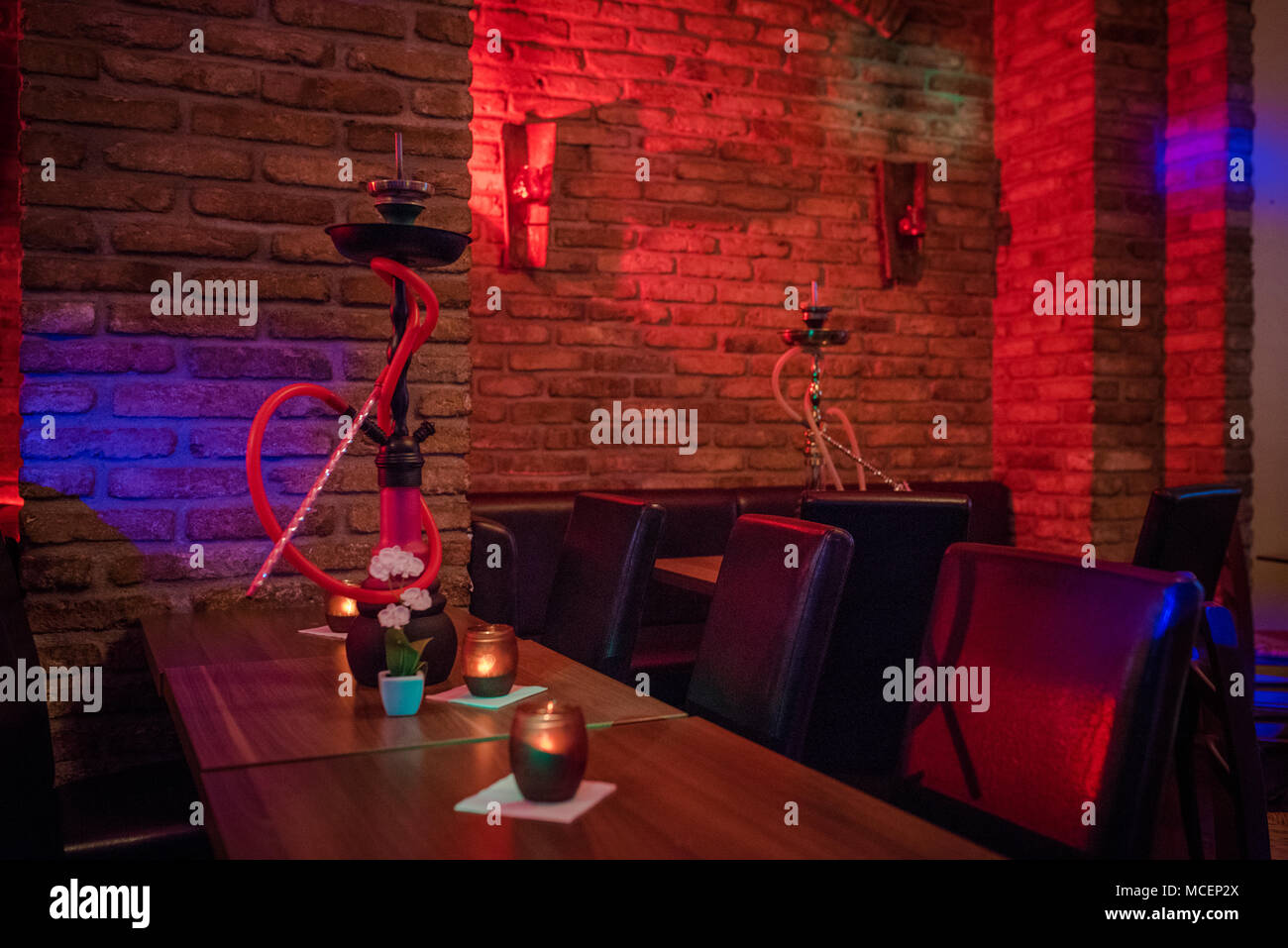 Shisha Hookah Pipes in a Lounge Bar Stock Photo - Alamy