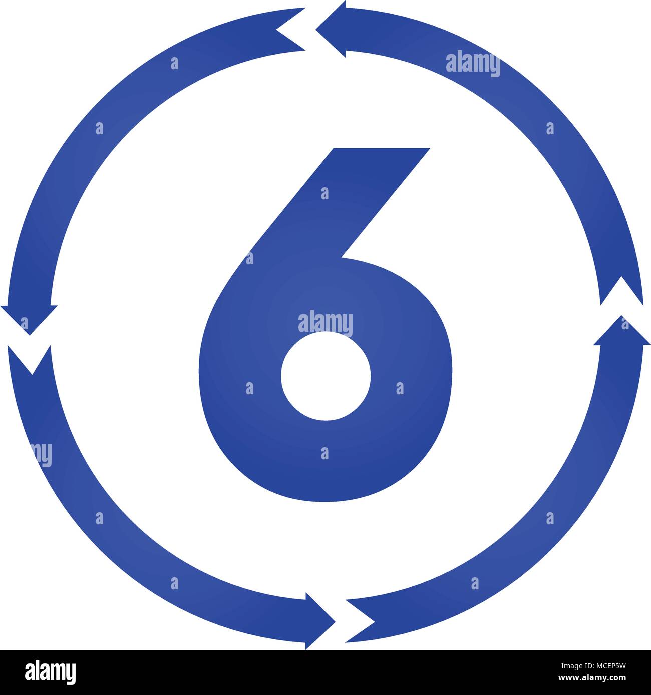 Number 6 sign turn iconvector illustration. flat style Stock Vector ...