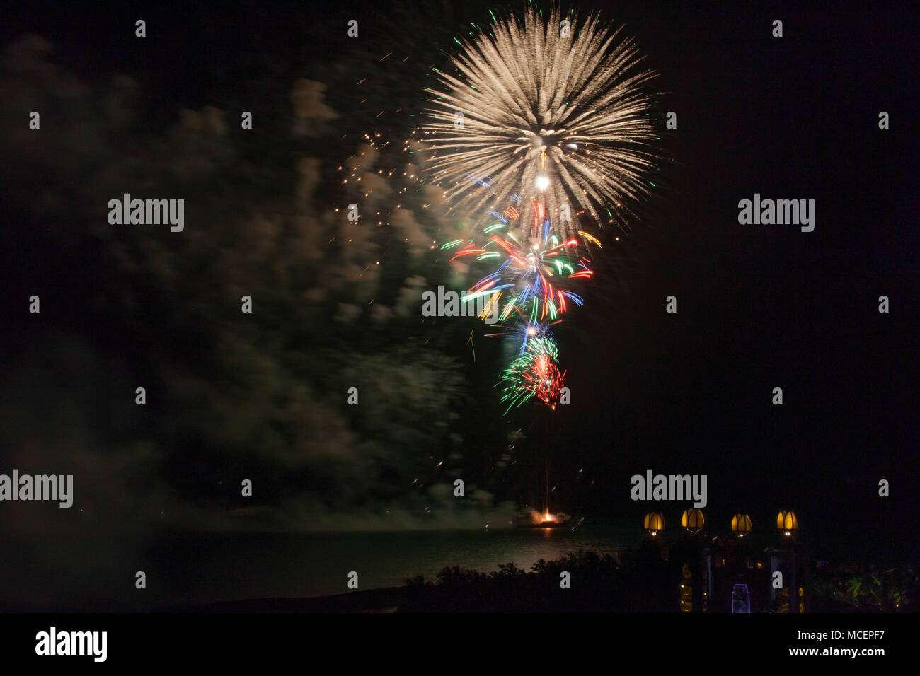 Fireworks over the sky at fourth of July celebration Stock Photo - Alamy