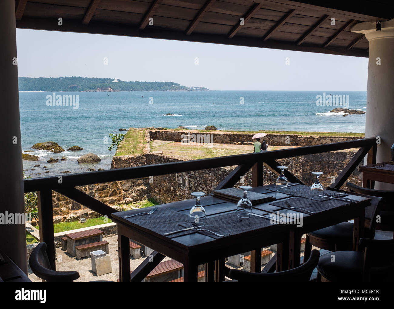 View of sea from a restaurant in the Dutch Hospital Shopping Precinct ...