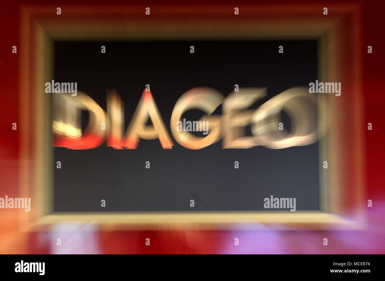 Diageo sign at their headquarters in Edinburgh where Diageo announced a ...