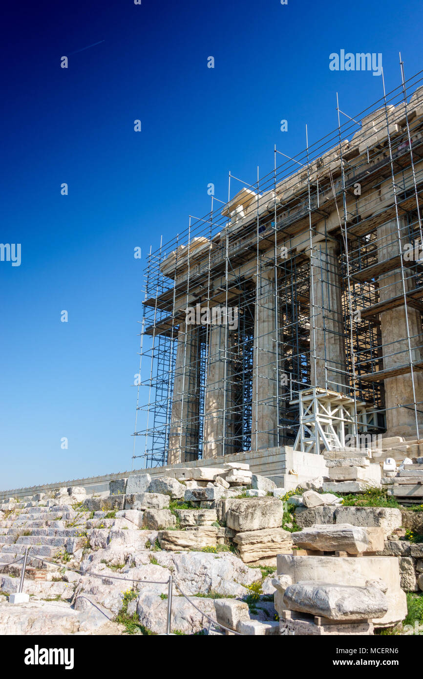 Restoration of Parthenon of Acropolis, Athens, Greece Stock Photo - Alamy