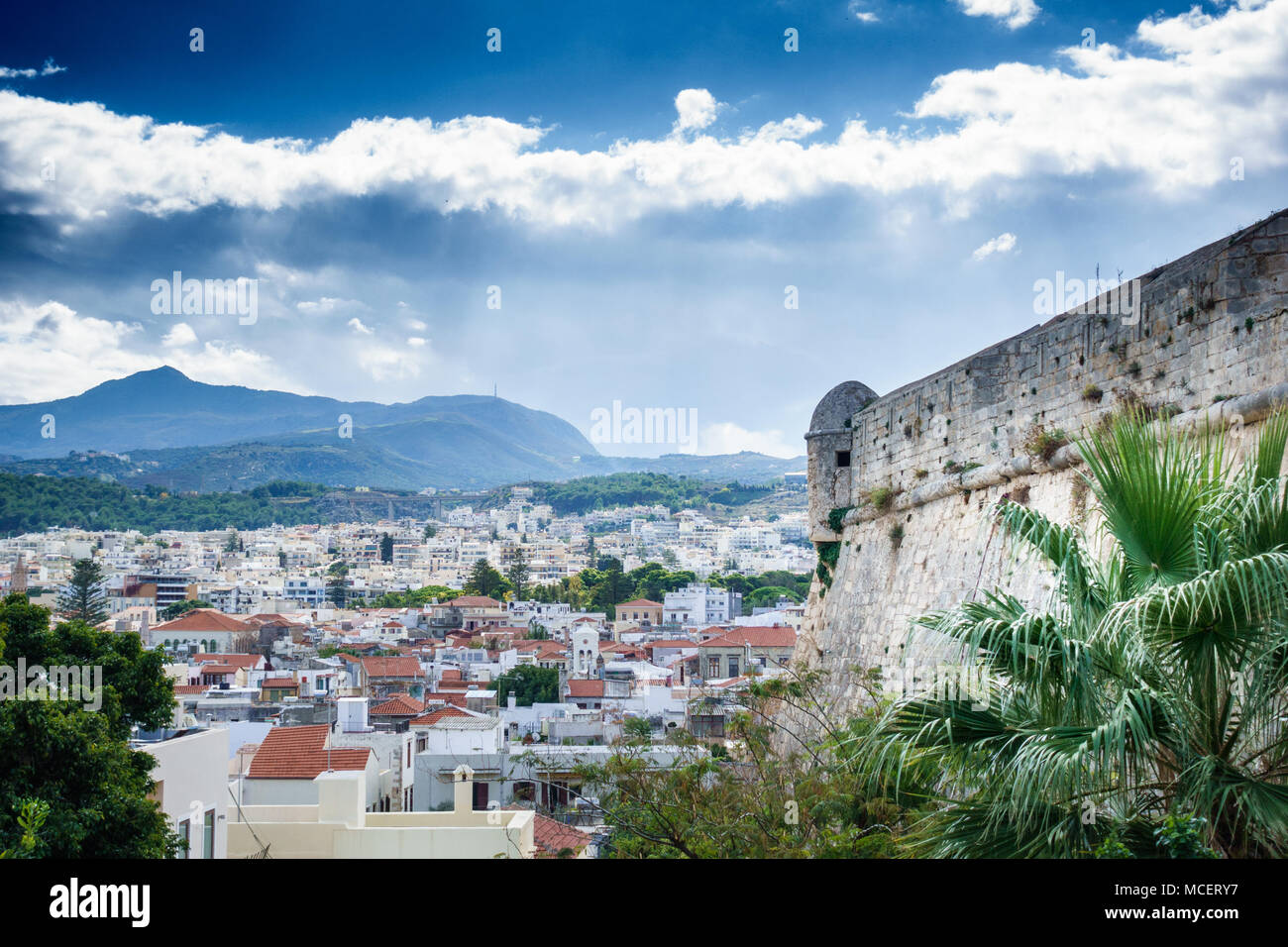 Rethymno city with the fortress of Fortezza, Crete, Greece Stock Photo ...