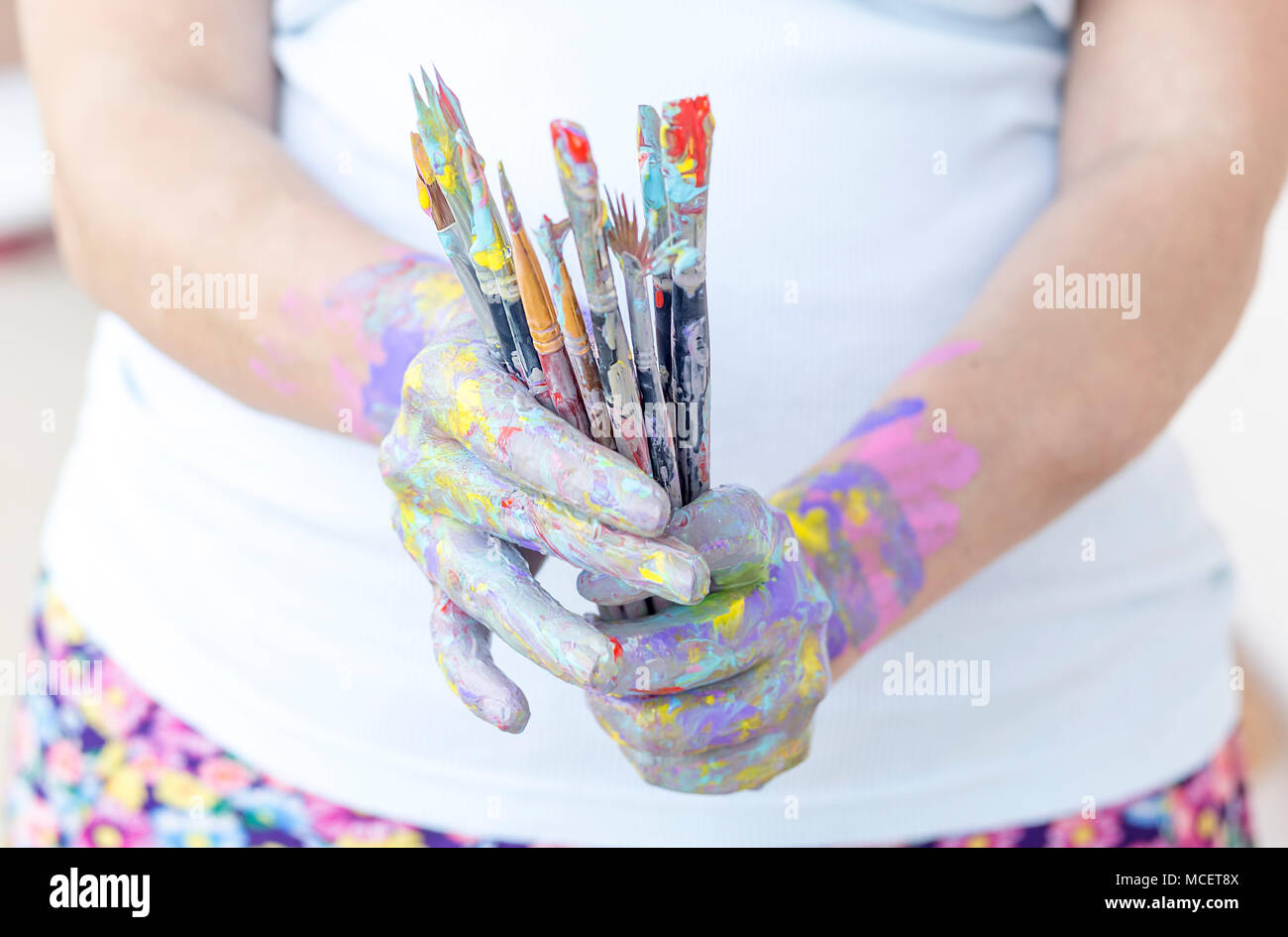 Painted brushes and hands photography hi-res stock photography and ...