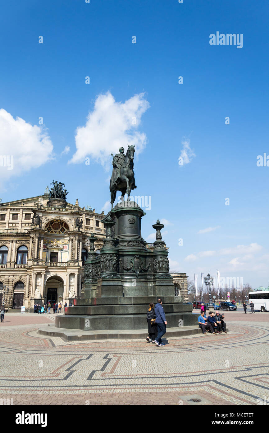 DRESDEN, GERMANY - APRIL 2 2018: People in front of King Johann horse ...