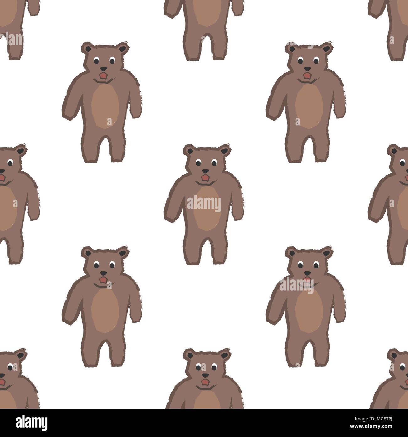 Seamless childish pattern with funny character of bear. Repeating ...