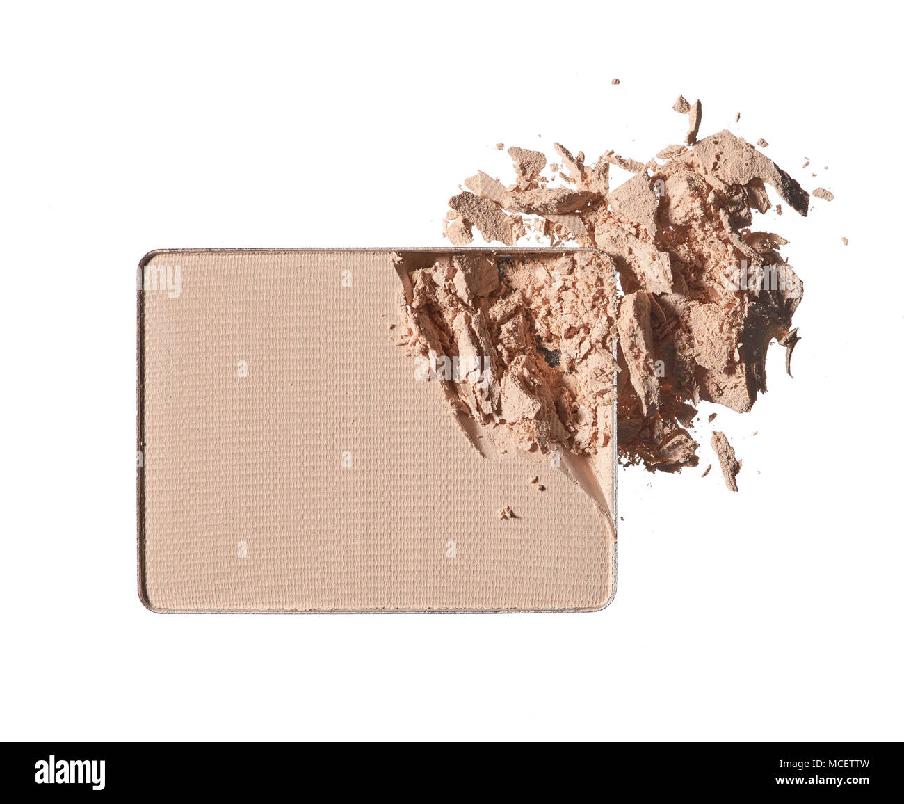 Make up crushed light beige shadow on white background. Light beige ...