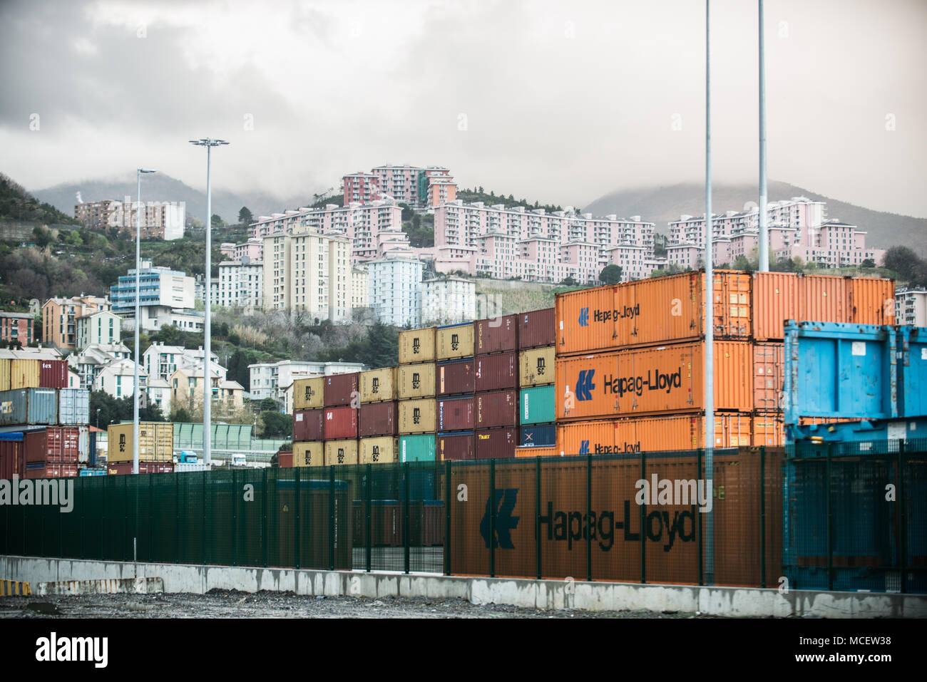 Genoa port containers hi-res stock photography and images - Alamy