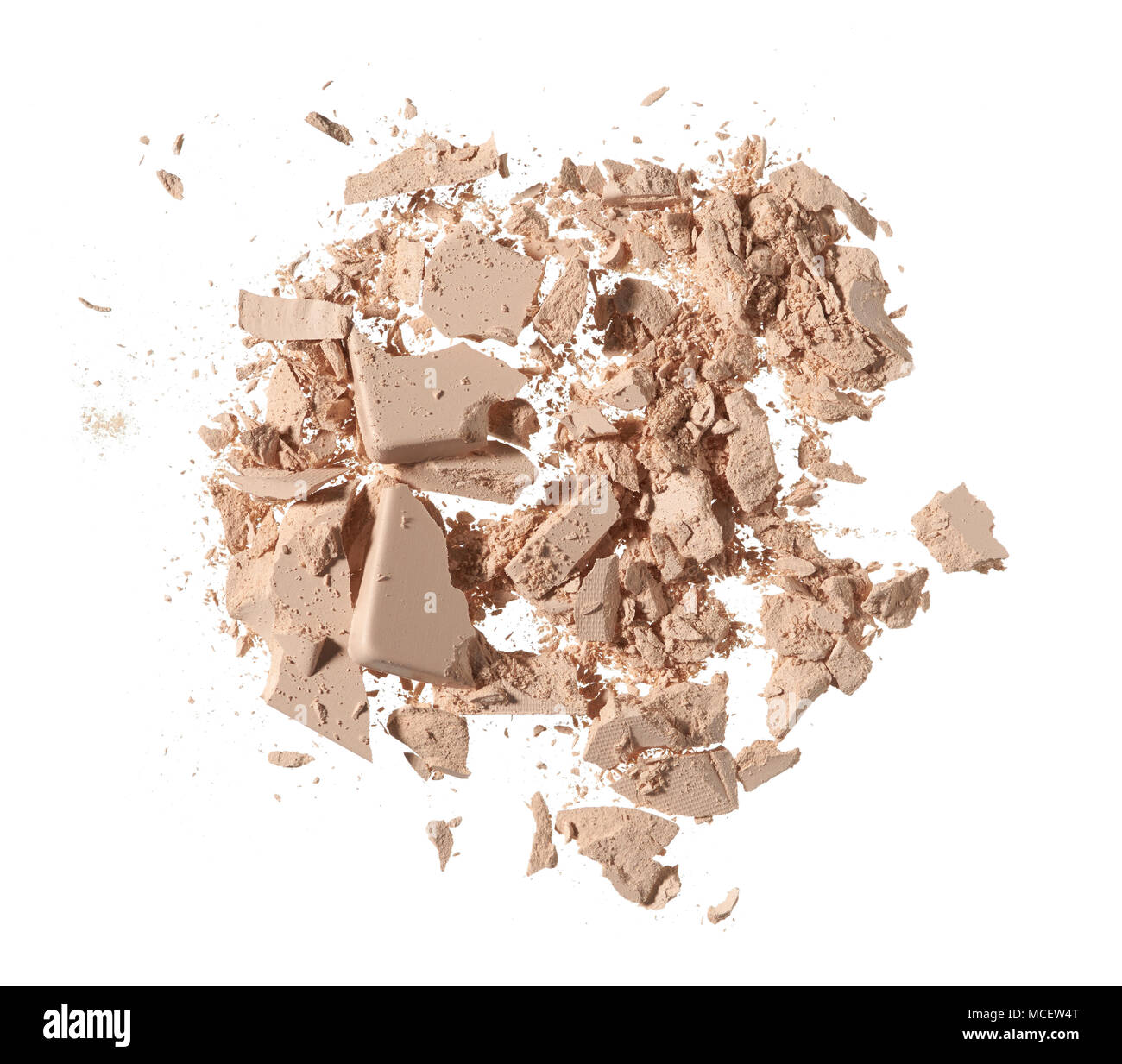 Make up crushed light beige shadow on white background. Light beige ...