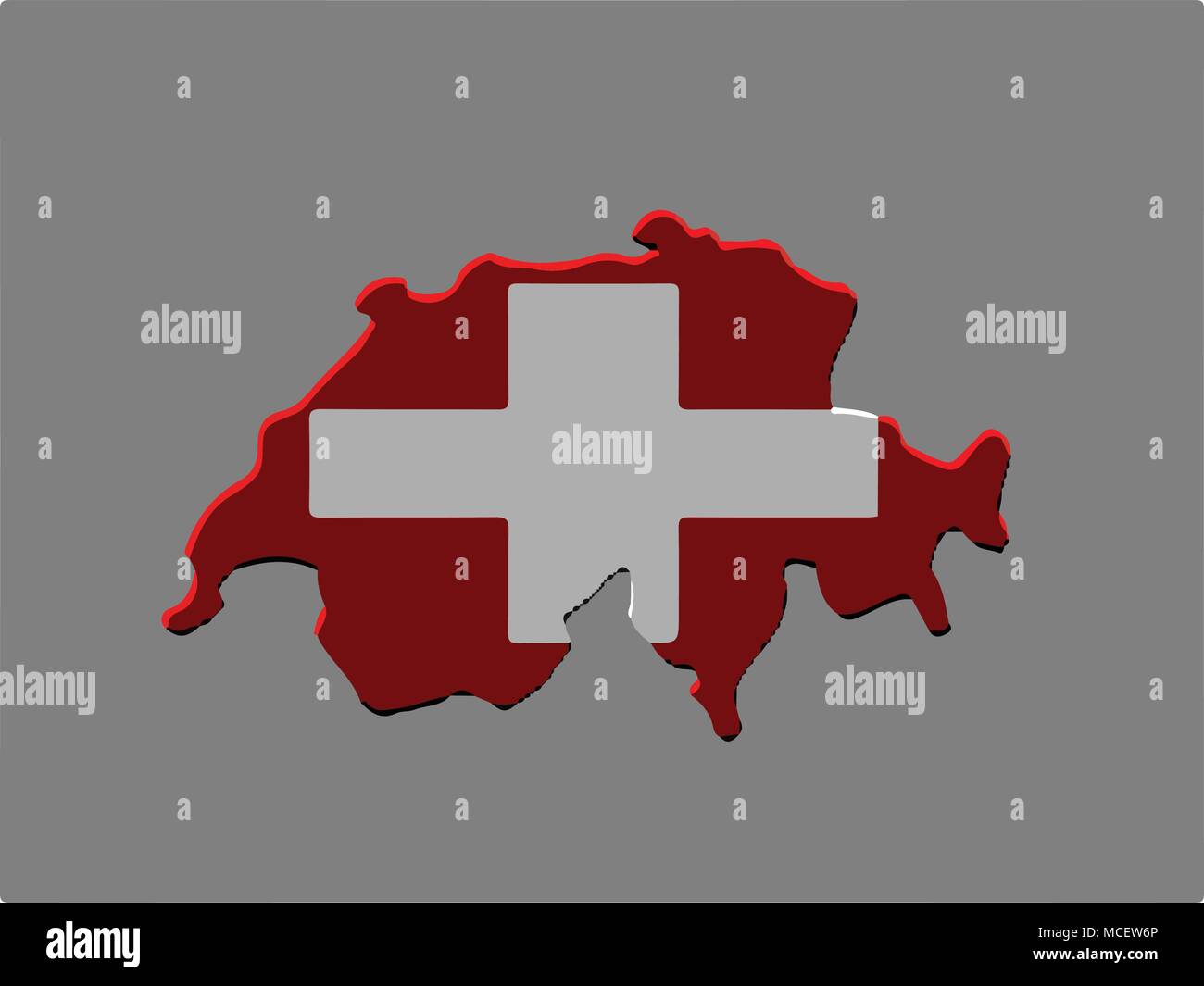 Switzerland map vector and flag on grey background Stock Vector Image ...